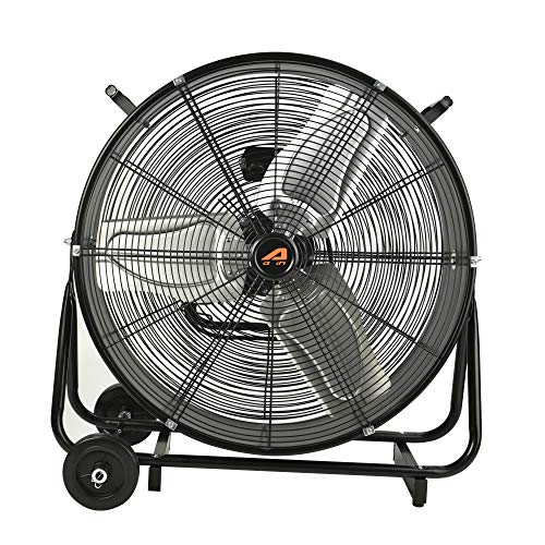 AA011 24-Inch High Velocity Industrial Drum Fan, 7500 CFM Air Circulator for Warehouse, Garage, Workshop and Barn Use,Two-Speed