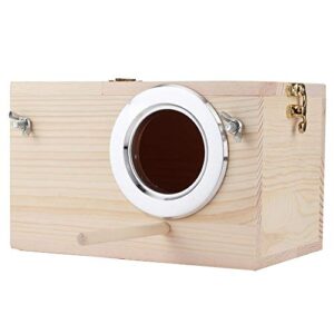 bird breeding box, 12x12x19.5 cm wooden bird house, pet incubation nesting box for outdoor garden decoration, upper cover can be opened