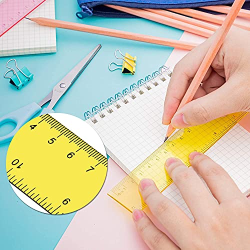 12 Inch Colorful Plastic Ruler, Kids Ruler for School, Ruler with Centimeters and Inches, Clear Rulers, School Ruler, 5 Pack Standard Ruler