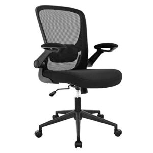 bestoffice ergonomic desk mesh computer swivel rolling mid back task lumbar support flip-up arms massage adjustable chair for women adults, black