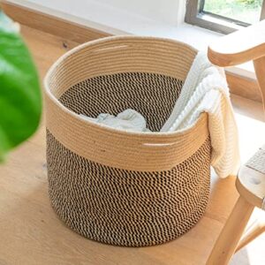 Goodpick Large Cotton Rope Basket 15.8"x15.8"x13.8"-Baby Laundry Basket Woven Blanket Basket Nursery Bin, Jute