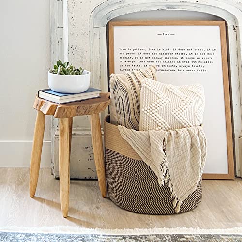 Goodpick Large Cotton Rope Basket 15.8"x15.8"x13.8"-Baby Laundry Basket Woven Blanket Basket Nursery Bin, Jute