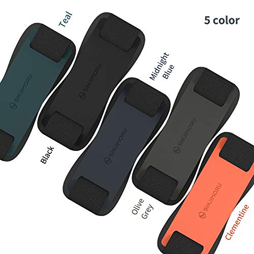 Sinjimoru Silicone Mobile Phone Grip with Stand, Cell Phone Stand for Desk & Secure iPhone Holder Strap for All Smartphone. Sinji Grip Silicone Black