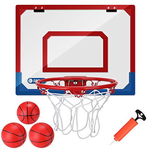 Kavalan Indoor Mini Basketball Dunking Hoop Set with 3 Balls, Durable Adjustable Basketball Hoop Set for Door Yard Office Bedroom Sports Toys for Kids or Teens with Extra Bump Included