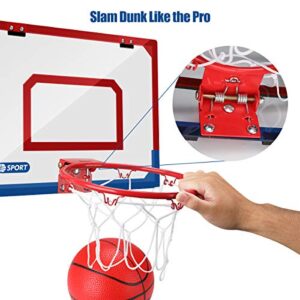 Kavalan Indoor Mini Basketball Dunking Hoop Set with 3 Balls, Durable Adjustable Basketball Hoop Set for Door Yard Office Bedroom Sports Toys for Kids or Teens with Extra Bump Included