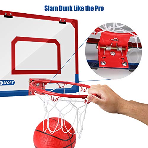 Kavalan Indoor Mini Basketball Dunking Hoop Set with 3 Balls, Durable Adjustable Basketball Hoop Set for Door Yard Office Bedroom Sports Toys for Kids or Teens with Extra Bump Included