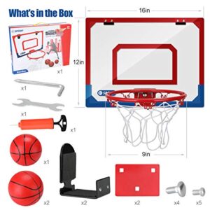 Kavalan Indoor Mini Basketball Dunking Hoop Set with 3 Balls, Durable Adjustable Basketball Hoop Set for Door Yard Office Bedroom Sports Toys for Kids or Teens with Extra Bump Included