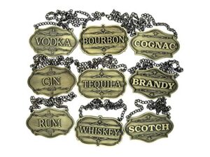 liquor decanter tags, set of 9 (antique brass)