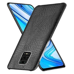 hualubro xiaomi redmi note 9s case, redmi note 9 pro case, premium pu leather ultra slim shockproof back bumper protective case cover for redmi note 9s phone case (cro black)