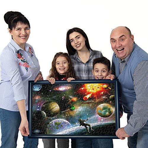 Jigsaw Puzzles 1000 Pieces for Teens and Adults - Challenging Puzzle Game Astronaut Travelling Around Galaxy Space 29x20 Inch