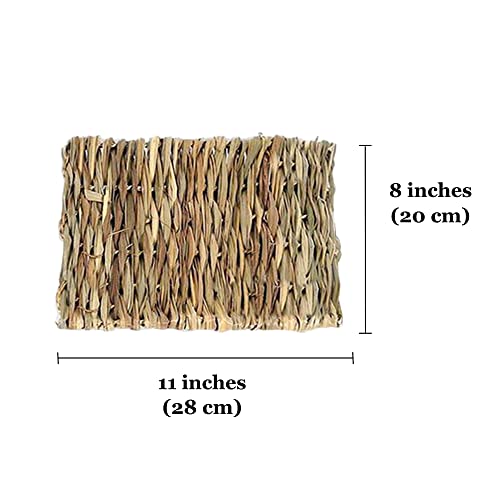 Meric Guinea Pig Grass Mat, Leopard Gecko & Hermit Crab Tank Background, Woven Hay Mat Safeguards Paws from Wire Cage, Treat Sore Hocks, Handmade Straw Bedding Mat for Small Animals, Bunny, Chinchilla