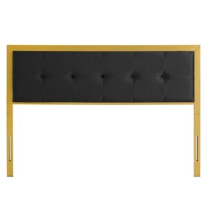 modway teagan tufted performance velvet king headboard in gold black