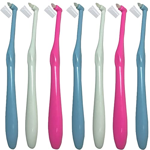 Boyizupha 7 Pcs End Tuft Tapered Trim Toothbrush,Single Compact Interspace Brush,Medium(Color Random)