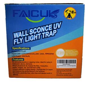 Faicuk Wall Sconce Fly Light Trap for Capturing Flies, Moths, Gnats, Mosquitos and Other Flying Insects-12"x6.1"x5.98"