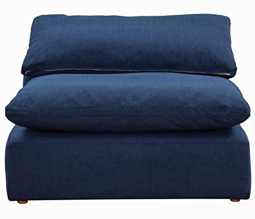 Sunset Trading Contemporary Puff Collection 6PC Slipcovered Modular Filled Chaise Lounge Couch | Stain-Proof Water-Resistant Washable Performance Fabric Sectional Sofa, 176" L-Shaped Pit, Navy Blue