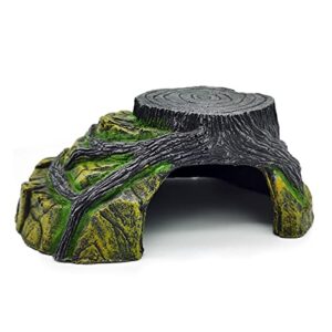 hamiledyi reptile hideout cave,resin simulation rock hideout terrarium habitat decortion for lizards geckos chameleons frogs turtles snakes