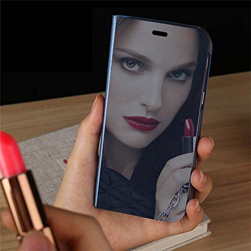 Asdsinfor Huawei P40 Lite Case Slim Stylish Luxury Make Up Mirror Case Multi-Function Flip with Stand Case Cover for Huawei P40 Lite/Nova 6 SE/Nova 7i Mirror PU Black QH