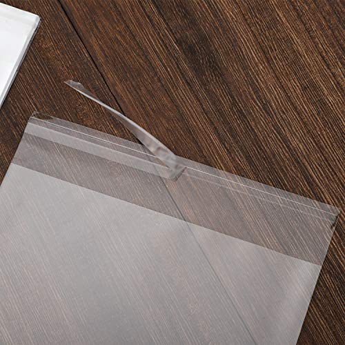 100 pcs Clear 8" x 10"(19.8 * 25cm) Self Seal Cello Cellophane Bags Resealable Poly Bags 1.4 mils OPP Bag for Packaging Clothing, T Shirts, Party Decorative Gift