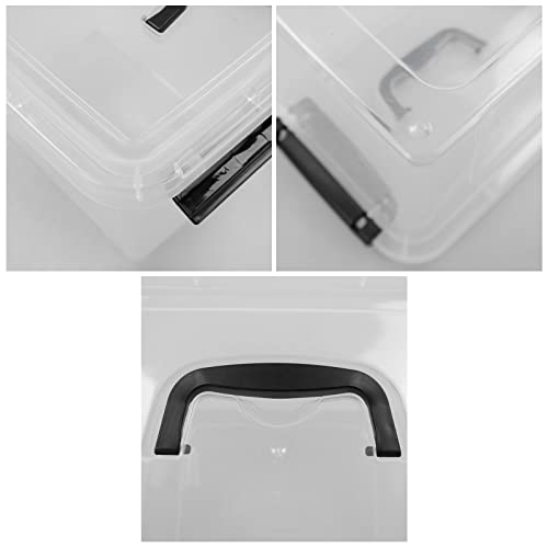 Anbers 5 L Clear Storage Bins, Plastic Latching Box with Handles, 6 Packs, R