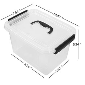 Anbers 5 L Clear Storage Bins, Plastic Latching Box with Handles, 6 Packs, R