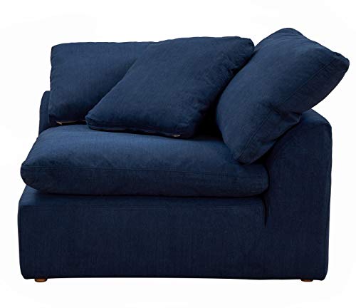 Sunset Trading Contemporary Puff Collection 5PC Performance Fabric Washable Water-Resistant Stain-Proof Navy Blue Slipcovered Modular L-Shaped Sectional Sofa, 176" Deep-Seating Down-Filled Couch