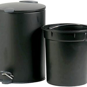 Kela Bathroom Trash Can with Soft Close, Step-On Lid, Black, 0.8 Gallons, 9 inches Tall, Small Waste