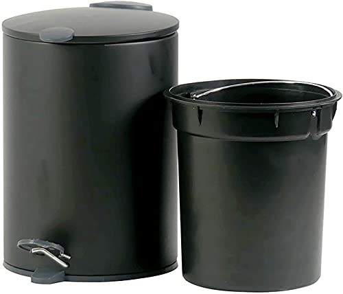 Kela Bathroom Trash Can with Soft Close, Step-On Lid, Black, 0.8 Gallons, 9 inches Tall, Small Waste