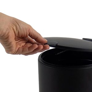 Kela Bathroom Trash Can with Soft Close, Step-On Lid, Black, 0.8 Gallons, 9 inches Tall, Small Waste