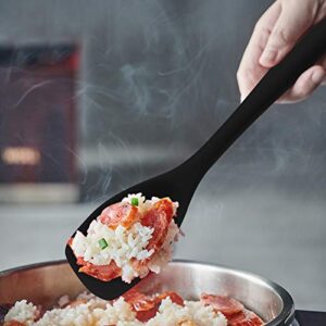 KUFUNG Silicone Spatula Spoon, BPA Free & Food Grade, High Heat Resistant to 480°F, Mix Thick Batters, Scrape Sauces, Stir Pasta & More(Black, Spoon)