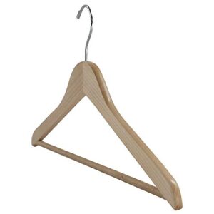 NAHANCO 8017CH20 Economy Wooden Suit Hanger with Attached Pant Bar, Chrome Hook, 17" - Natural Gloss (Pack of 20)