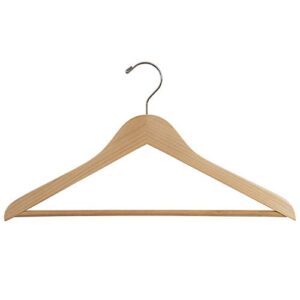 NAHANCO 8017CH20 Economy Wooden Suit Hanger with Attached Pant Bar, Chrome Hook, 17" - Natural Gloss (Pack of 20)