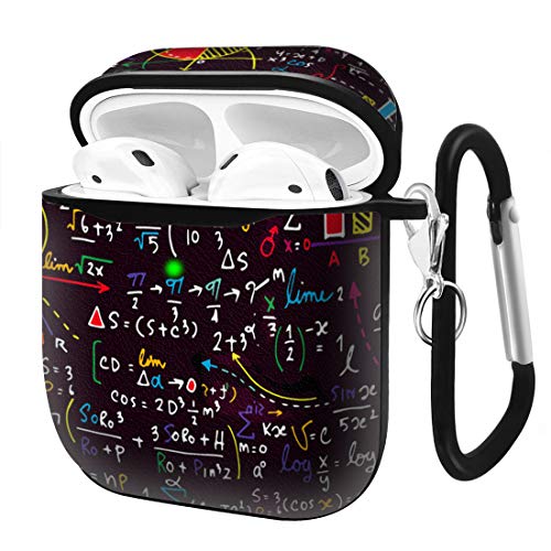 Slim Form Fitted Printing Pattern Cover Case with Carabiner Compatible with AirPods 2 & AirPods 1 / Maths Formula Doodle