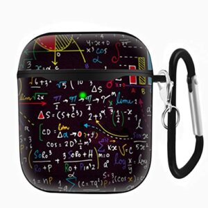 Slim Form Fitted Printing Pattern Cover Case with Carabiner Compatible with AirPods 2 & AirPods 1 / Maths Formula Doodle