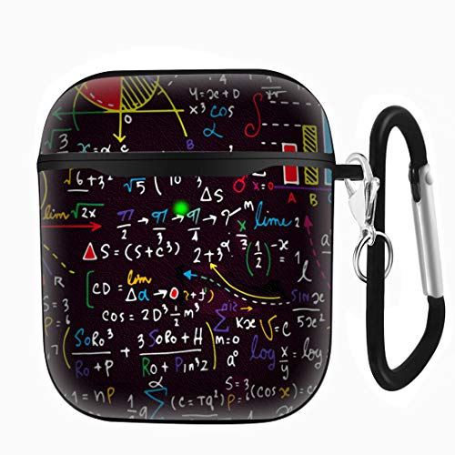 Slim Form Fitted Printing Pattern Cover Case with Carabiner Compatible with AirPods 2 & AirPods 1 / Maths Formula Doodle