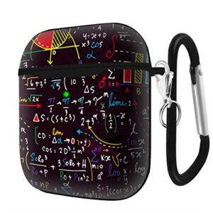 Slim Form Fitted Printing Pattern Cover Case with Carabiner Compatible with AirPods 2 & AirPods 1 / Maths Formula Doodle