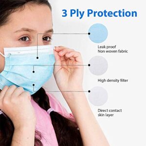 Kids Face Mask Medical 50pcs 3ply for Children Disposable Elastic String Youth Size