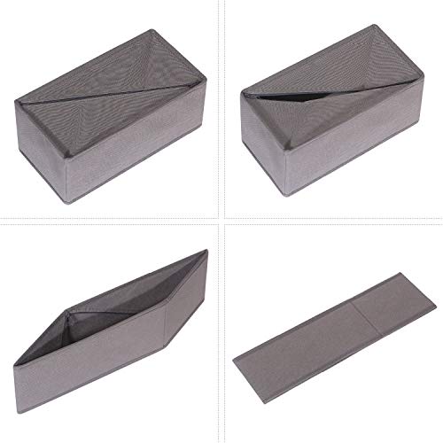 DIOMMELL 6 Pack Foldable Cloth Storage Box Closet Dresser Drawer Organizer Fabric Baskets Bins Containers Divider for Clothes Underwear Bras Socks Lingerie Clothing, M Grey 060