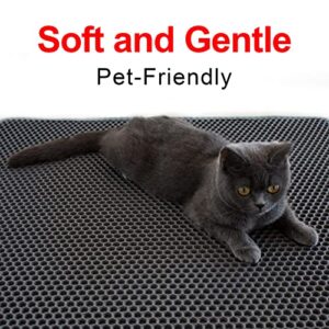 Waretary Cat Litter Mat 36"x 30", Kitty Pretty Litter Box Trapping Mat, Extra Large XL Honeycomb Double Scatter Control Layer Mat, Urine & Waterproof, Washable, Easy Clean, Phthalate Free (Grey)(1 Side Connected)