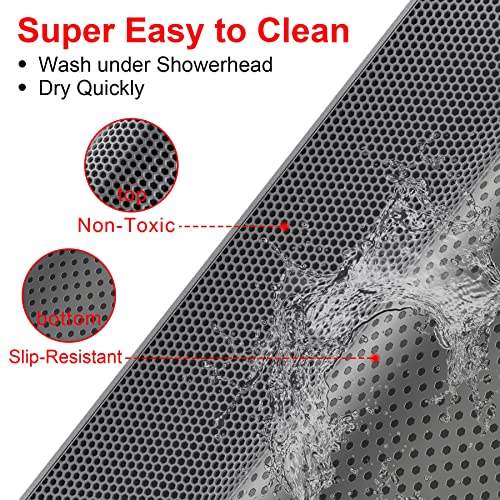 Waretary Cat Litter Mat 36"x 30", Kitty Pretty Litter Box Trapping Mat, Extra Large XL Honeycomb Double Scatter Control Layer Mat, Urine & Waterproof, Washable, Easy Clean, Phthalate Free (Grey)(1 Side Connected)