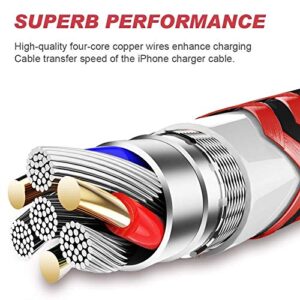 iPhone Charger [MFi Certified] Cable HOVAMP 5Pack[6/6/6/6/6FT] Nylon Braided Fast Compatible iPhone 12Pro/12/11Pro Max and More-Black&Red