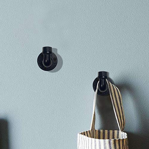 MINCORD 3Pcs Industrial Pipe Decor Coat Hook Racks - Heavy Duty Iron DIY Wall Mounted Rustic Clothes Towel Holder Hanger with Hardware for Bathroom, Home, Office - Electroplated Black Finish