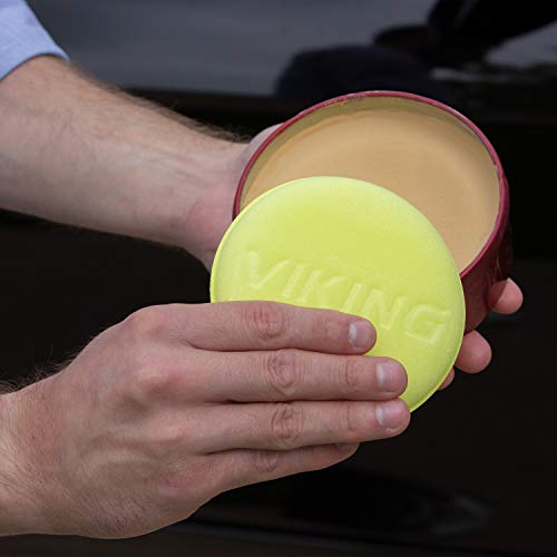 VIKING Foam Wax Applicator Pads and Cleaning Pads, Soft Car Detailing Sponges, Yellow, 4.25 in. Diameter, 6 Pack