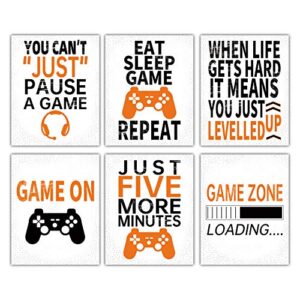 noare video game canvas printing wall art funny gaming poster inspirational quote picture for kids teen boy room bedroom playroom home decor,6 pcs,no frame