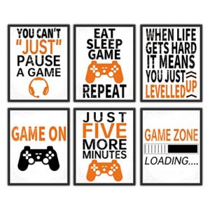 Noare Video Game Canvas Printing Wall Art Funny Gaming Poster Inspirational Quote Picture for Kids Teen Boy room Bedroom Playroom Home Decor,6 pcs,No Frame