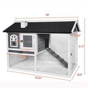 Rabbit Hutch Rabbit Cages Indoor Indoor Rabbit Hutch with Run Outdoor Rabbit Cage,Innovation Pet Raised Rabbit Hutch ,Guinea Pig House Pull Out Tray48 L X 21.5" D X 36"