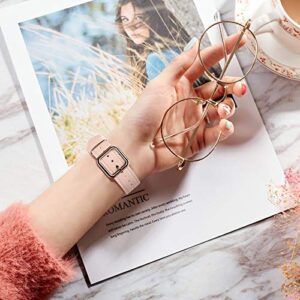 MNBVCXZ Compatible with Apple Watch Band 38mm 40mm 41mm 42mm 44mm 45mm 49mm Women Men Girls Boys Genuine Leather Replacement Strap for iWatch Series 8 7 6 5 4 3 2 1 iWatch Ultra SE (Pink Sand/Rose gold)