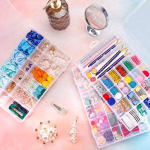 SGHUO 3 Pack Plastic Organizer Box 36 Grids, Craft Organizer Storage with Adjustable Dividers, Bead Organizer, Fishing Tackles Box, Jewelry Box with 400pcs Label Stickers