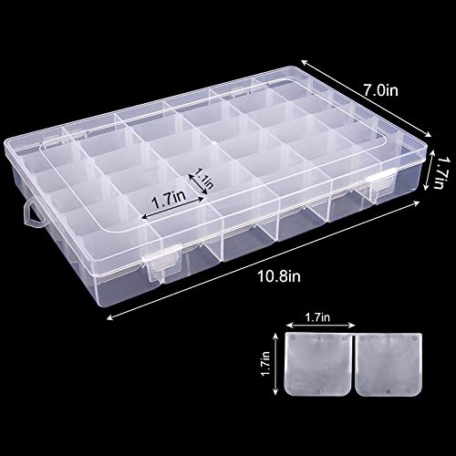 SGHUO 3 Pack Plastic Organizer Box 36 Grids, Craft Organizer Storage with Adjustable Dividers, Bead Organizer, Fishing Tackles Box, Jewelry Box with 400pcs Label Stickers