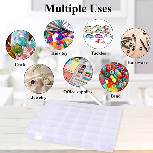 SGHUO 3 Pack Plastic Organizer Box 36 Grids, Craft Organizer Storage with Adjustable Dividers, Bead Organizer, Fishing Tackles Box, Jewelry Box with 400pcs Label Stickers