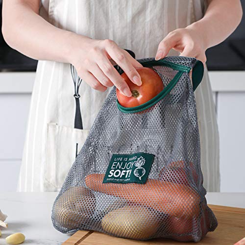 Qingsm 2PCS Household Kitchen Storage Net Bag,Reusable Shopping Bag,Hanging Storage Bag for Fruit and Vegetable Onion Garlic Potatoes and tomatoes